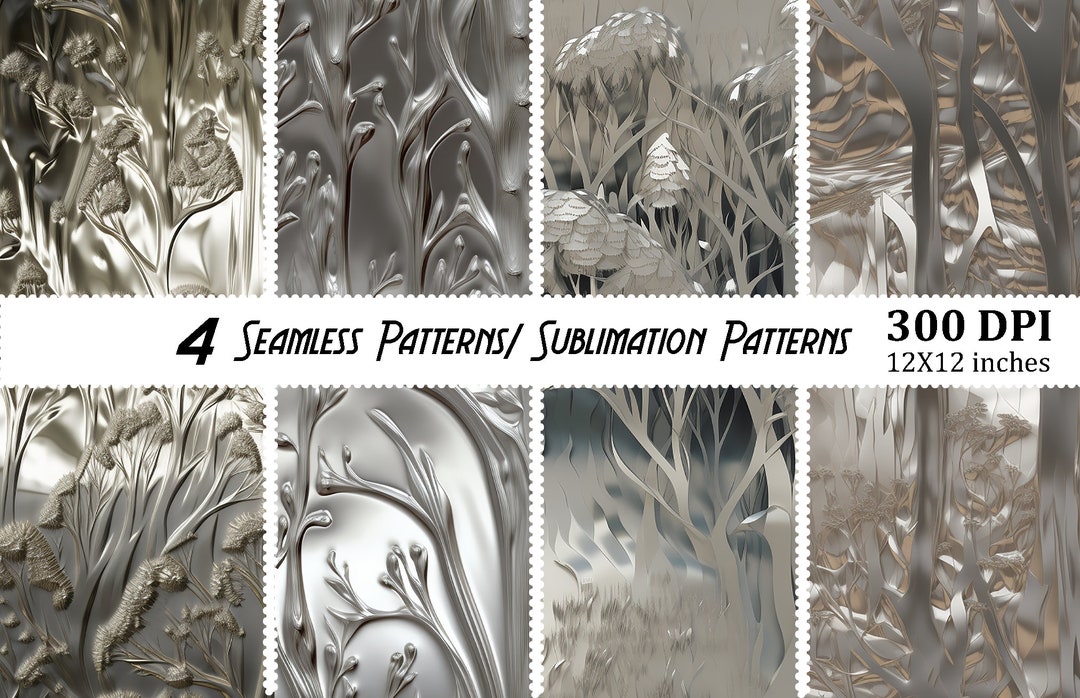 Seamless Silver Forest/ Metallic Trees Digital Pattern, Instant ...