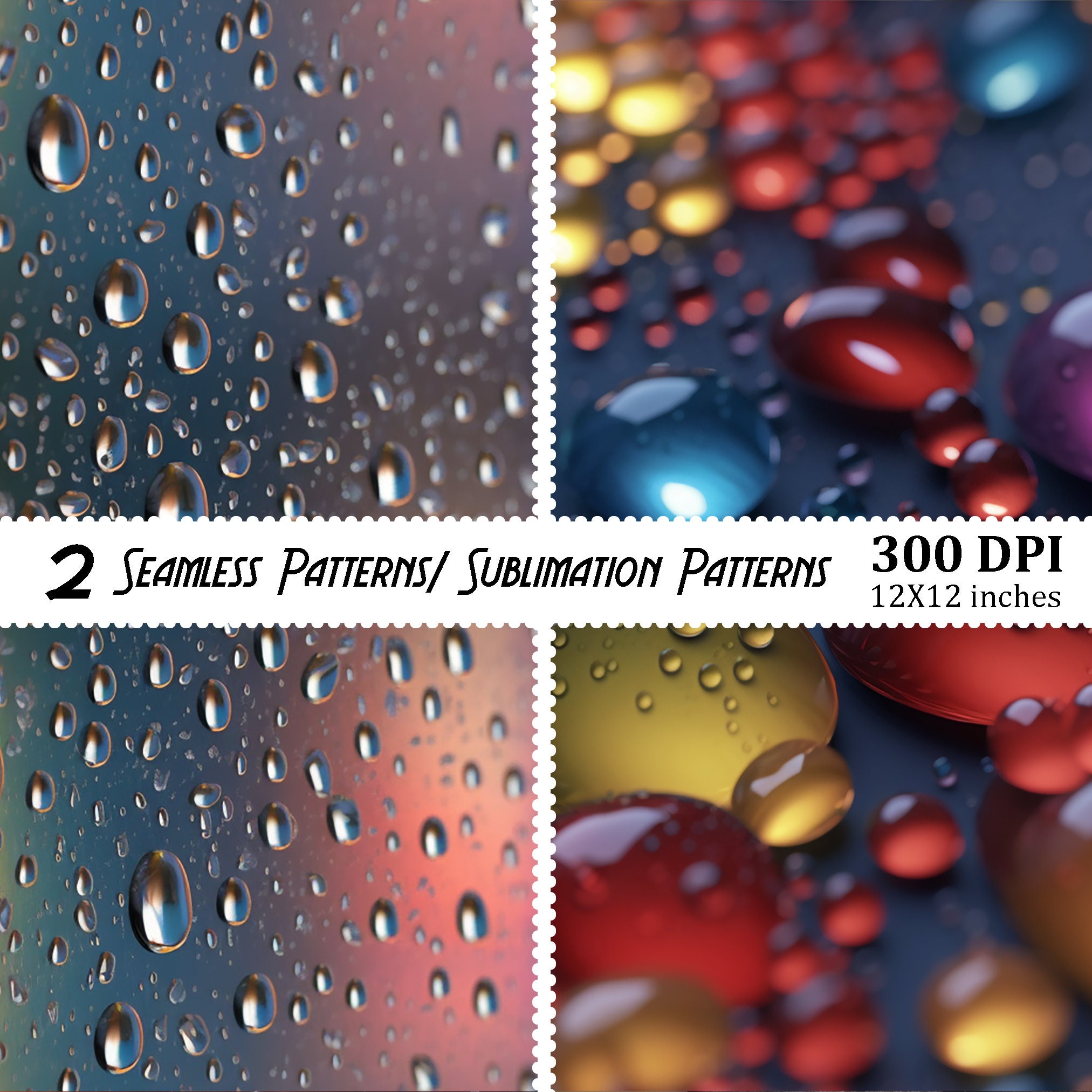 Seamless Raindrops Photorealistic Digital Pattern, Instant Download ...