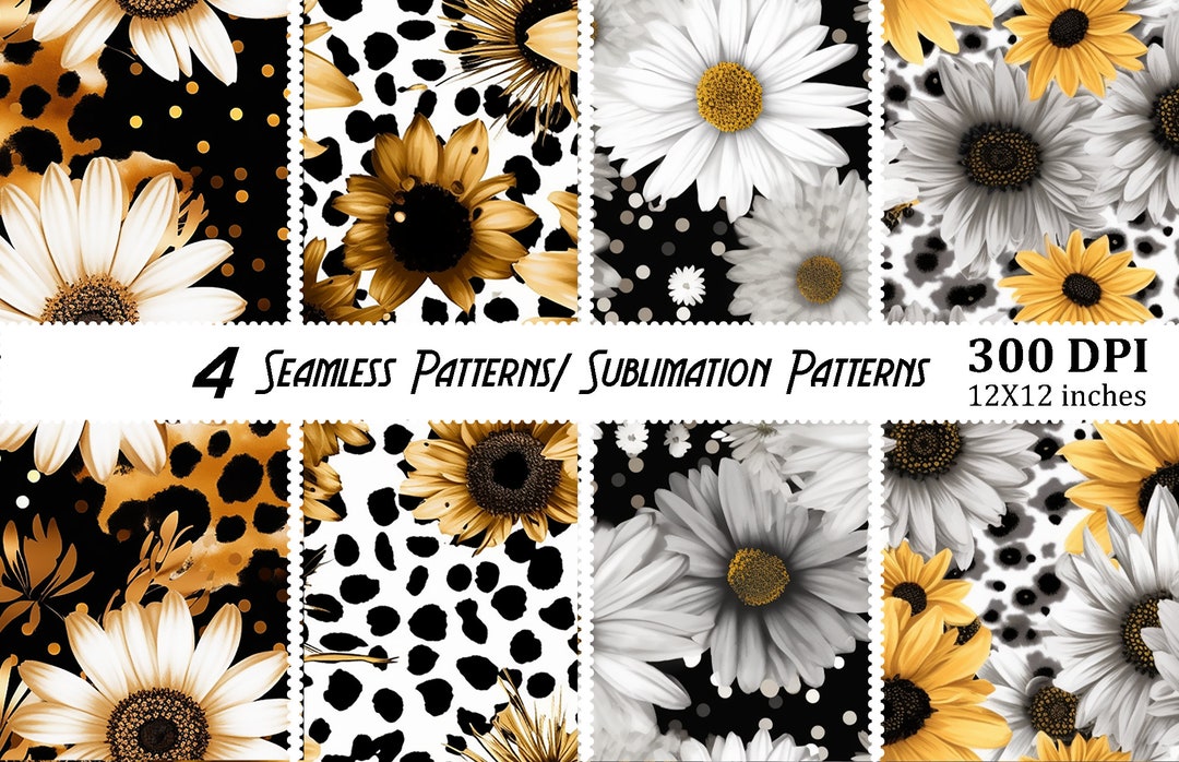 Seamless Floral, Daisies and Leopard Print Digital Pattern, Instant ...