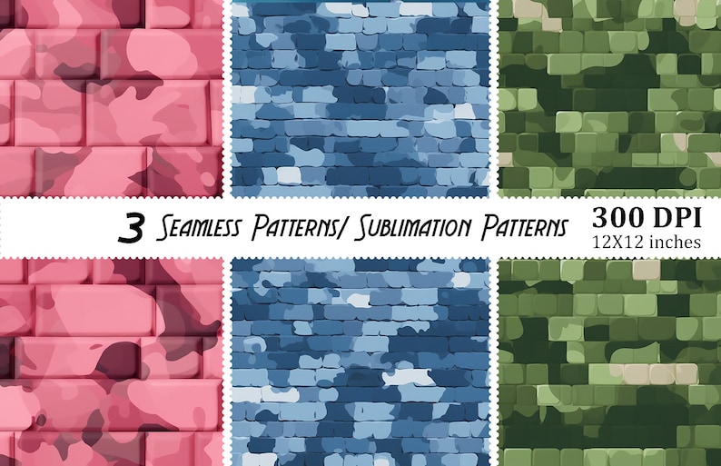 Seamless Assorted Camoflauge Brick Digital Pattern, Instant Download ...