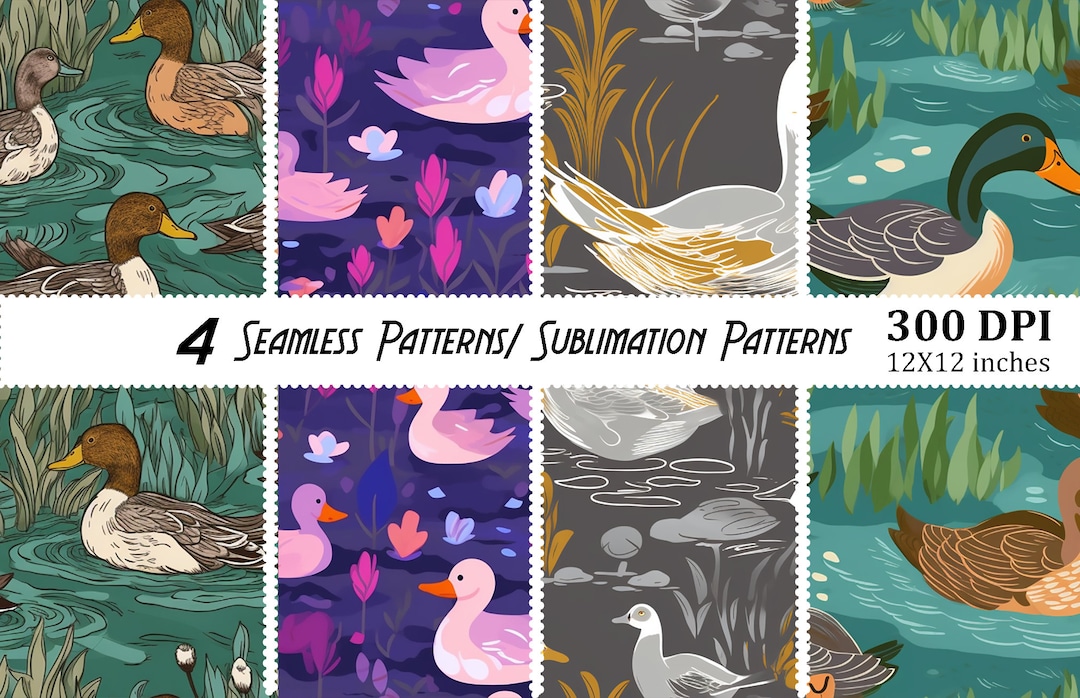 Seamless Playful Ducks, Wilderness Digital Pattern, Instant Download ...