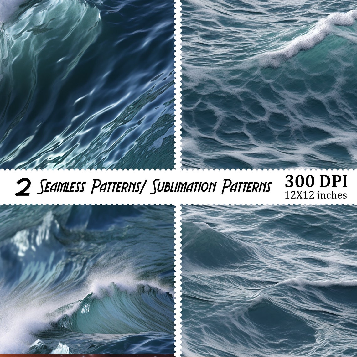 Seamless Waves Photorealistic Digital Pattern, Instant Download, JPEG ...