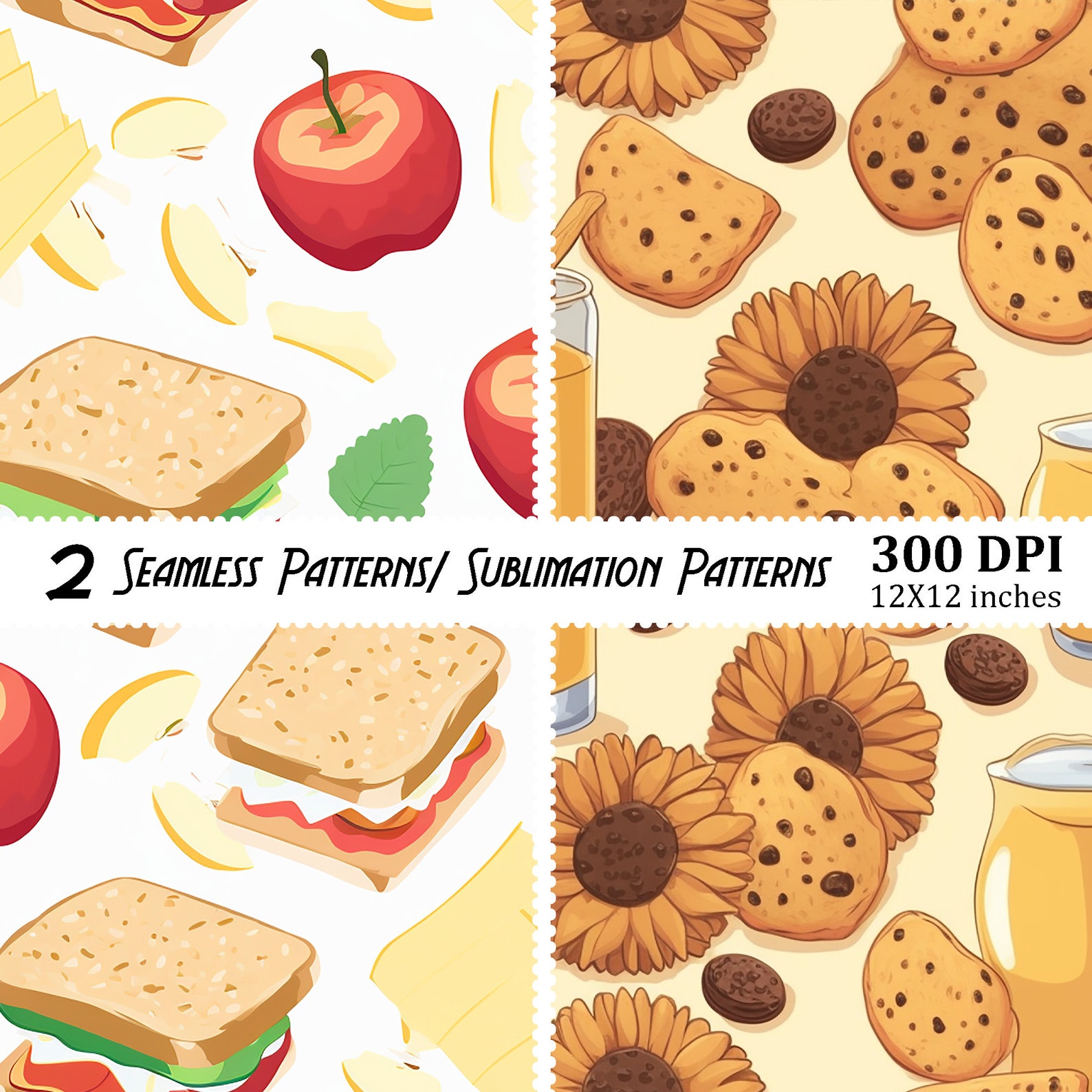 Seamless Snacktime Digital Pattern, Instant Download, JPEG, 300 DPI ...