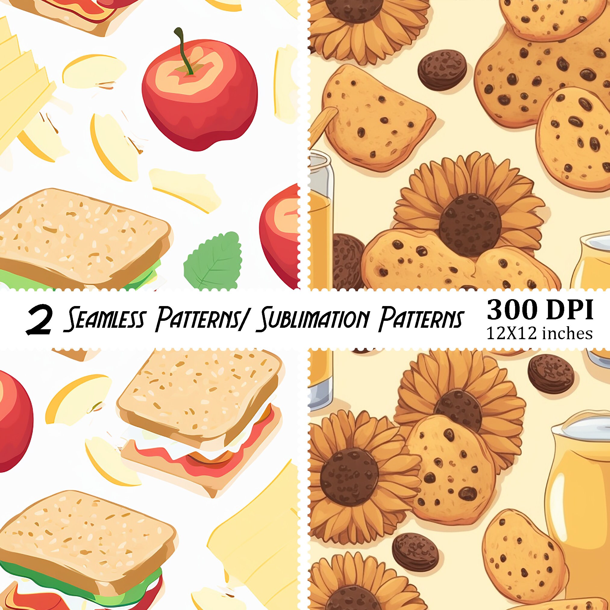 Seamless Snacktime Digital Pattern, Instant Download, JPEG, 300 DPI ...