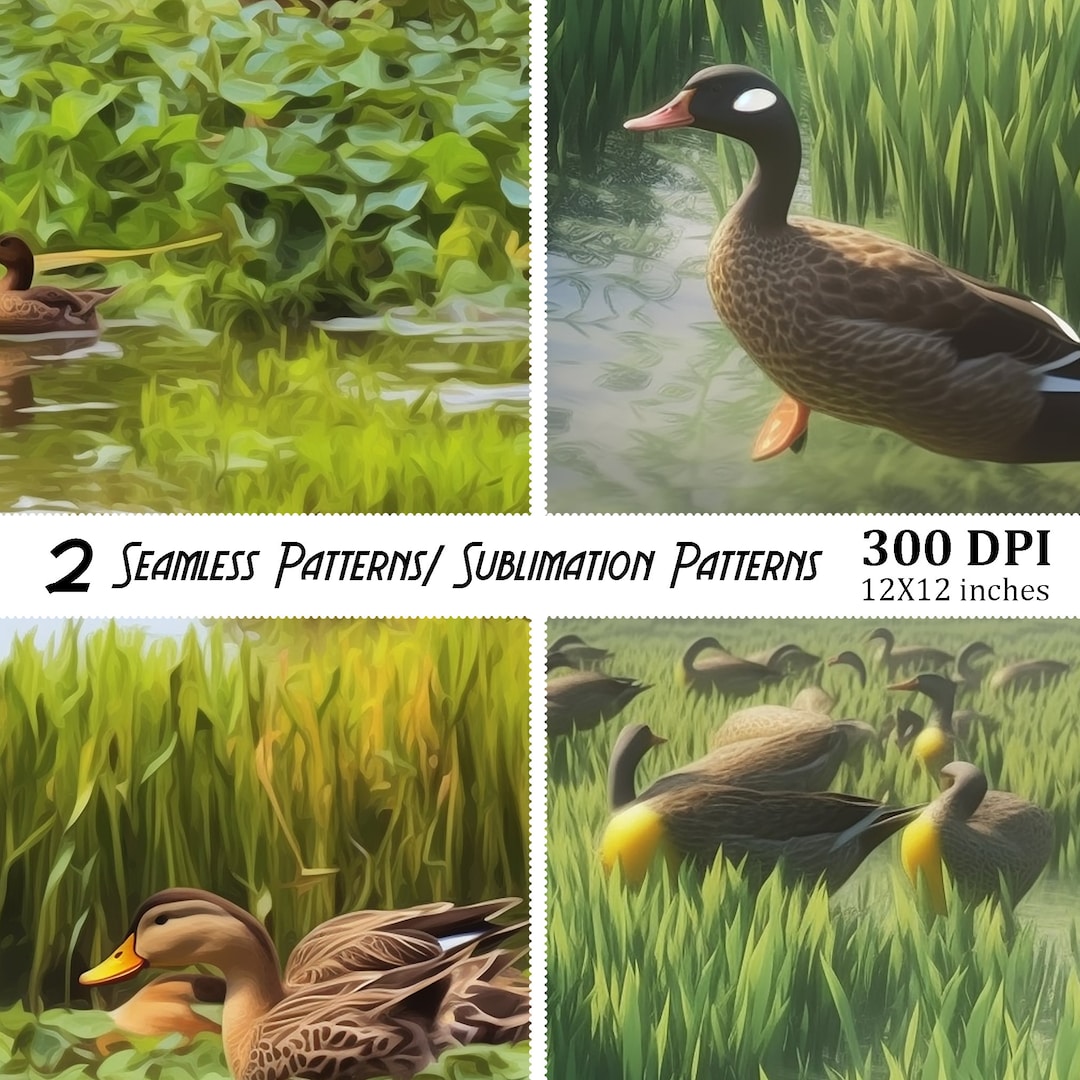 Seamless (4K) Photorealistic Ducks, Wilderness Digital Pattern, Instant ...