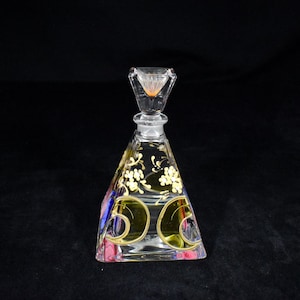 Pink Perfume Bottle, Square Pyramid Shaped, Hand Painted Tulips - Etsy