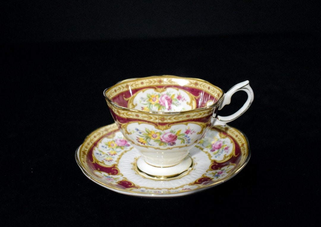 Red and Gold Royal Albert Teacup, Lady Hamilton Bone China, Crazing ...
