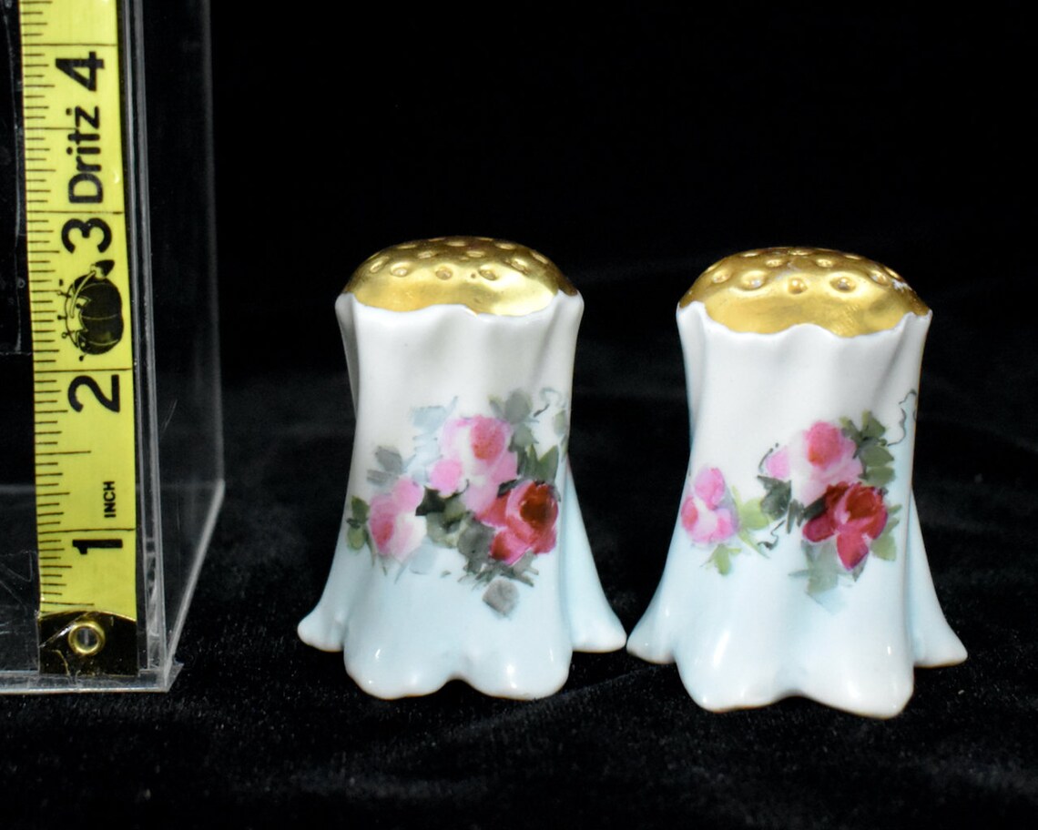 Salt and Pepper Decor Shakers Roses and Gold Tops No - Etsy