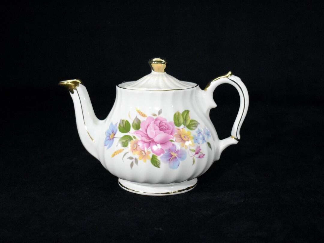 Sadler Pink Flower Teapot, Pink and White Teapot - Etsy