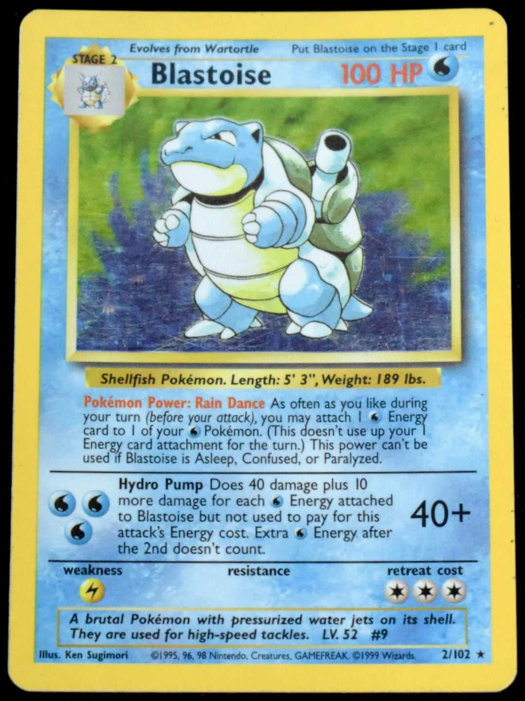 Blastoise, Base Set, Holographic, Pokemon Card 1999 - Etsy