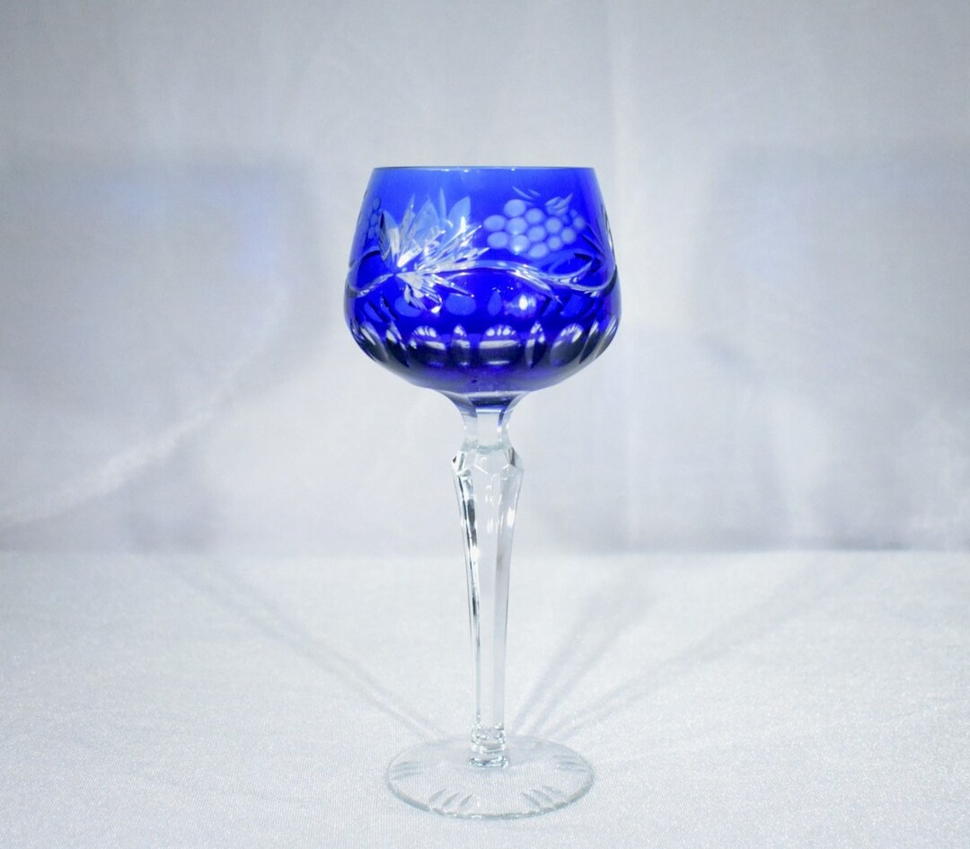 Vintage Cobalt Blue Nachtmann Crystal Wine Glass. With Grapevine ...