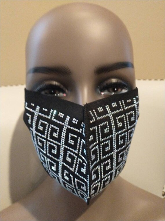 In A Maze Rhinestone Face Mask 100% POLYESTER | Etsy
