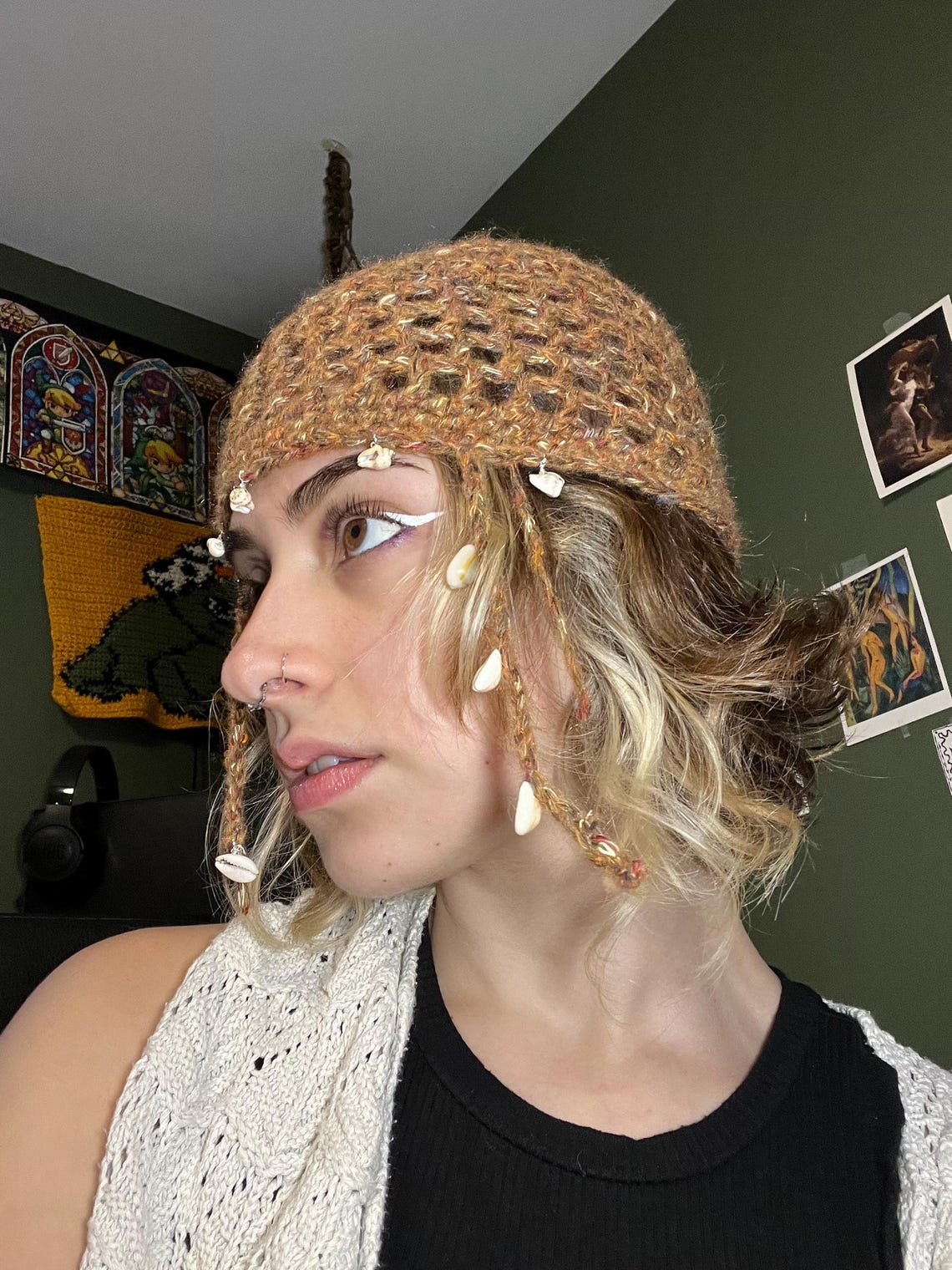 Shell Mesh Skullcap | Crochet Mesh Skullcap | Cowrie Mesh Hat | - Etsy