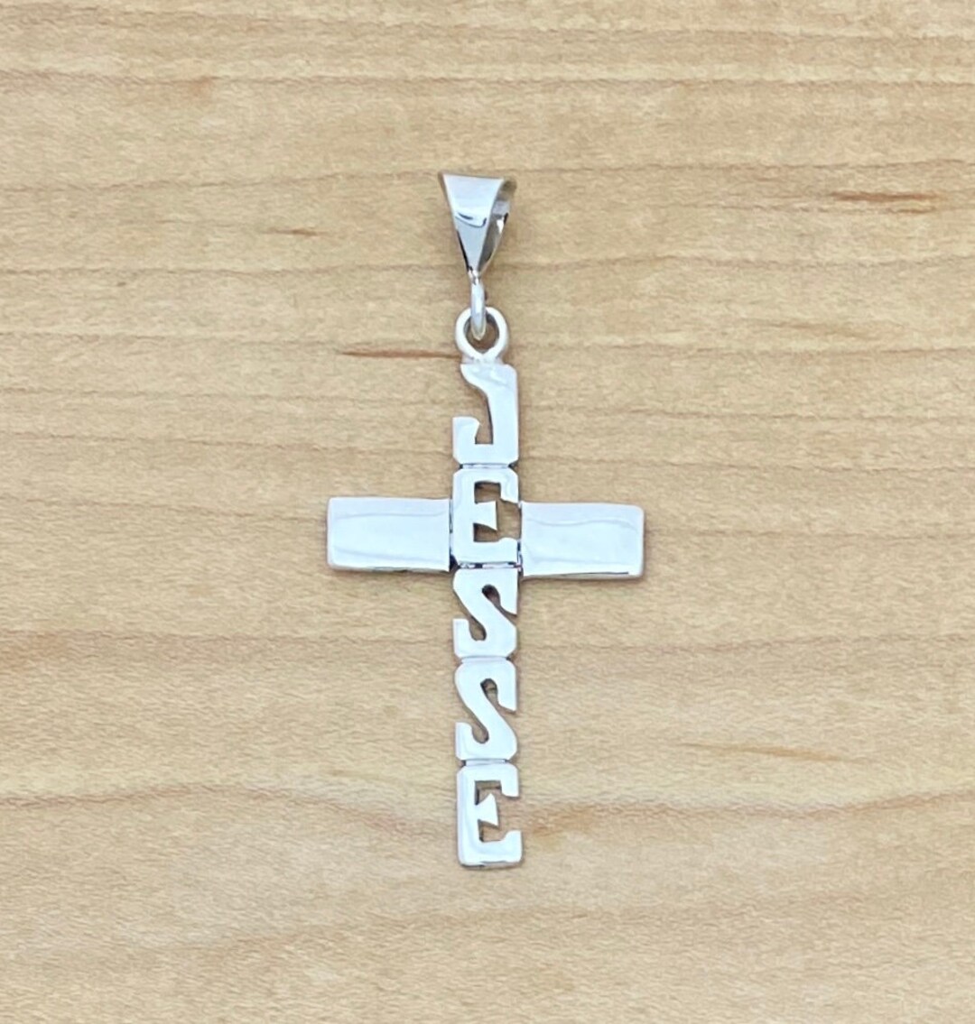 Name Cross Pendant, Name Cut Out by Hand, Cross Necklace, Personalized ...