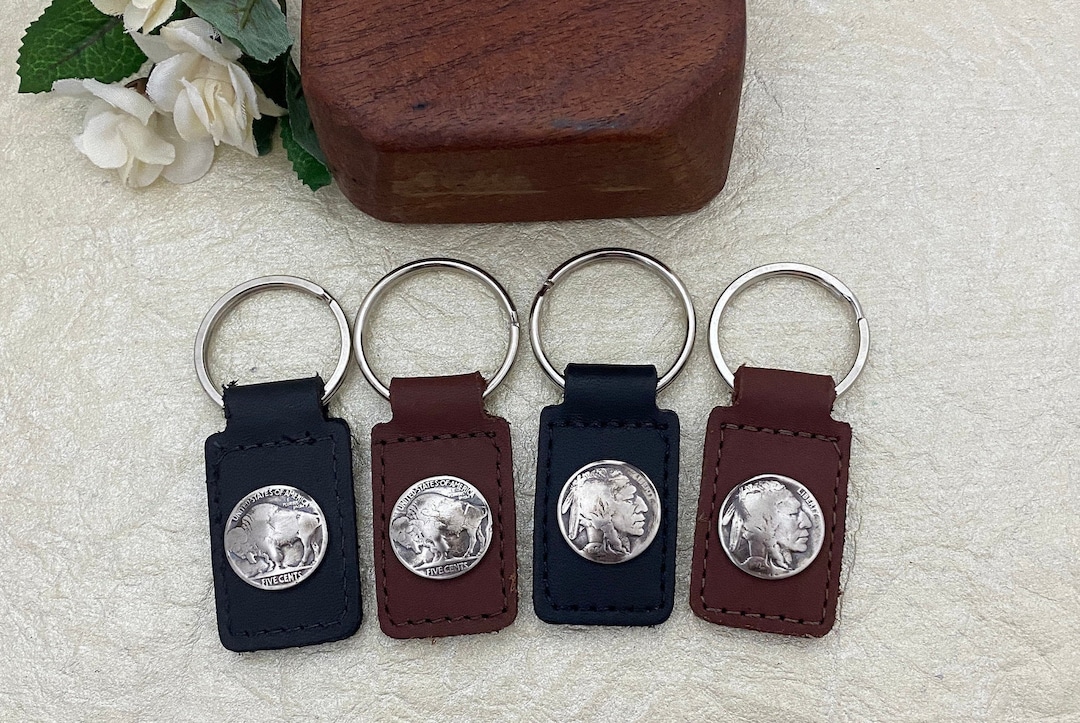 Buffalo or Indian Nickel on a Leather Keychain With Indian Coin ...