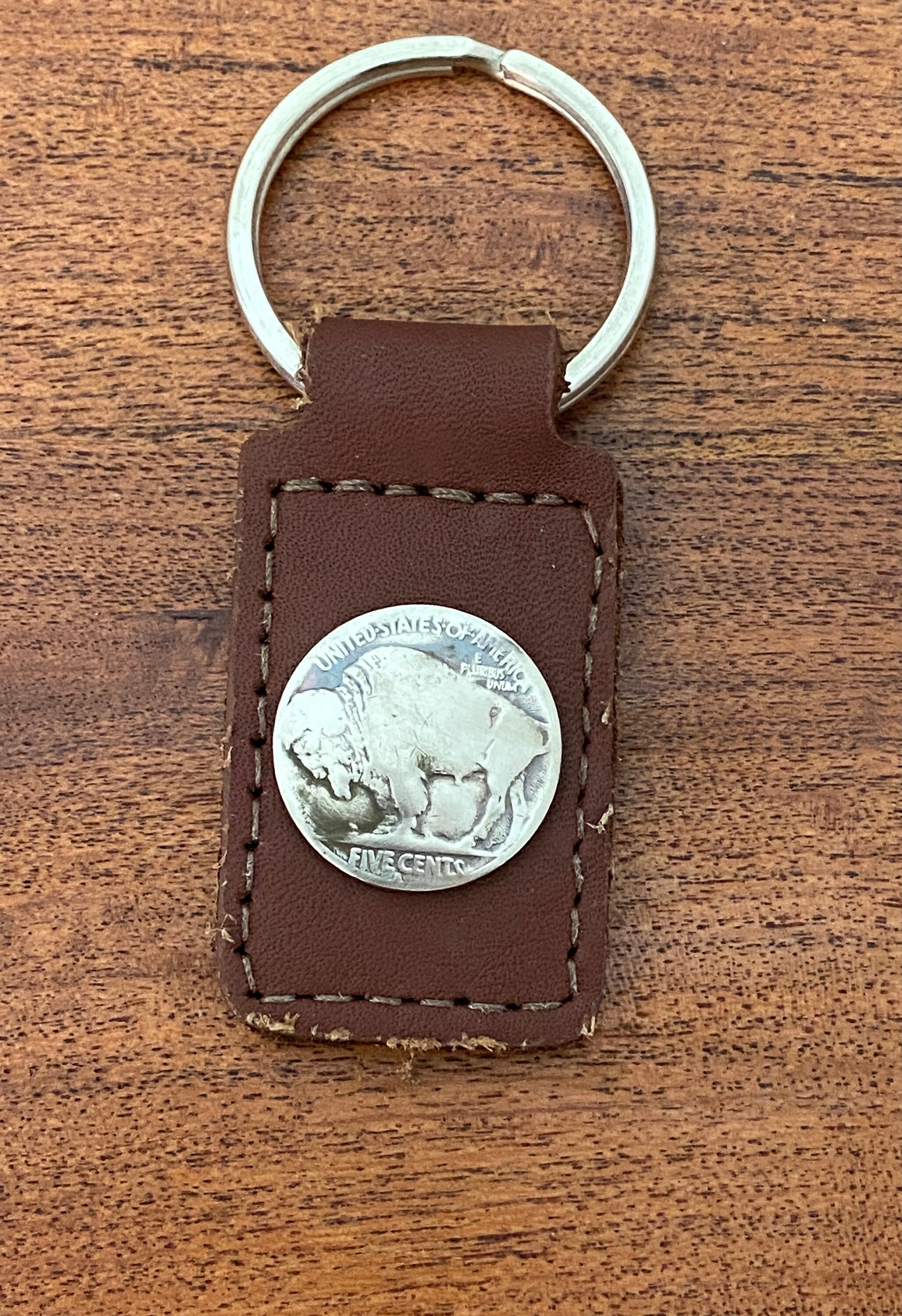 Buffalo or Indian Nickel on a Leather Keychain With Indian - Etsy