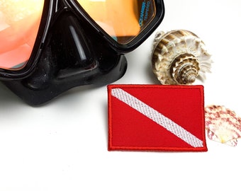 SCUBA DIVING Great White SHARK Patch Iron-on Embroidered Applique Diver ...