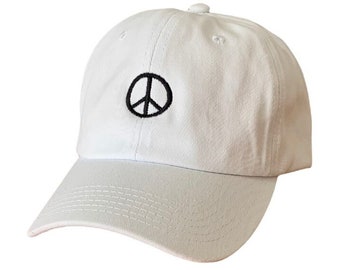 Embroidered Peace Sign Hat - Etsy