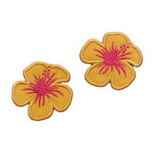Embroidered Hibiscus Hawaiian Flower Iron on Patch Orange Sherbet - Etsy