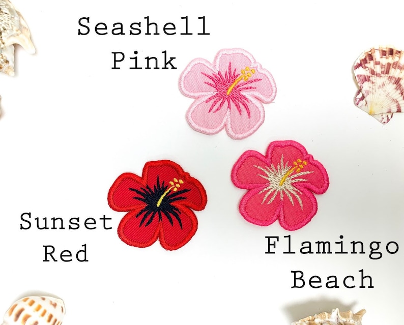 Embroidered Hibiscus Hawaiian Flower Iron- on Patch FLAMINGO BEACH - Etsy