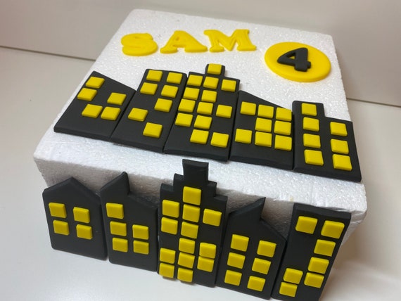 Edible Buildings Cake Toppers fondant Buildings Birthday | Etsy