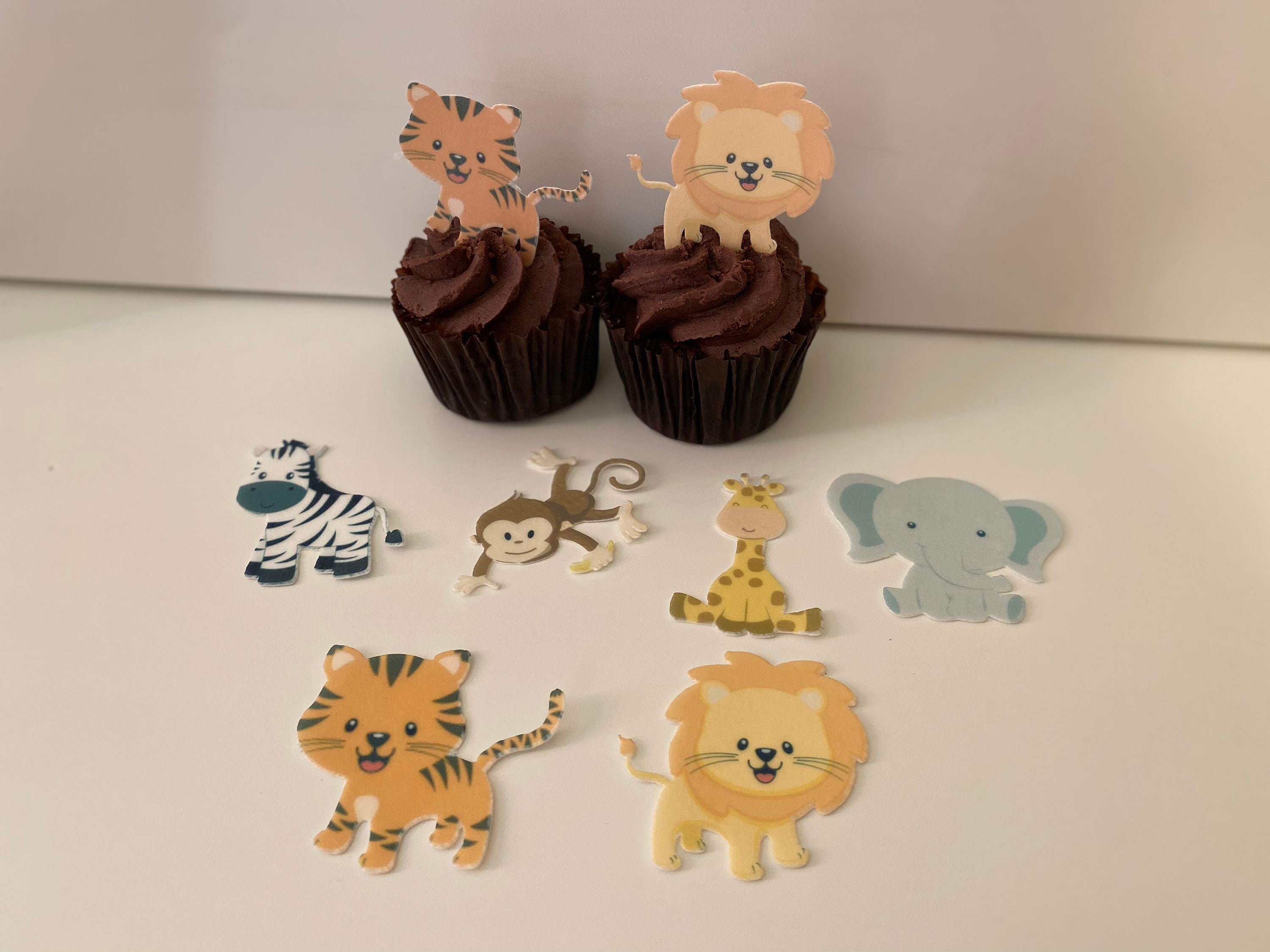 Safari Animals Toppers edible Jungle Animals Wafer Topper - Etsy