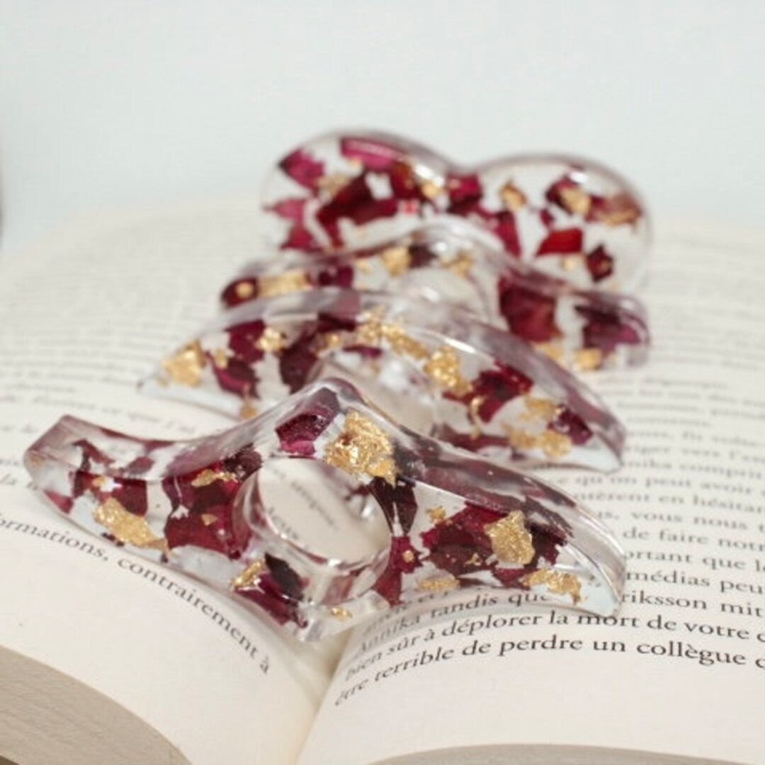 Rose Petal Reading Rings Dried Flowers Resin Handmade - Etsy