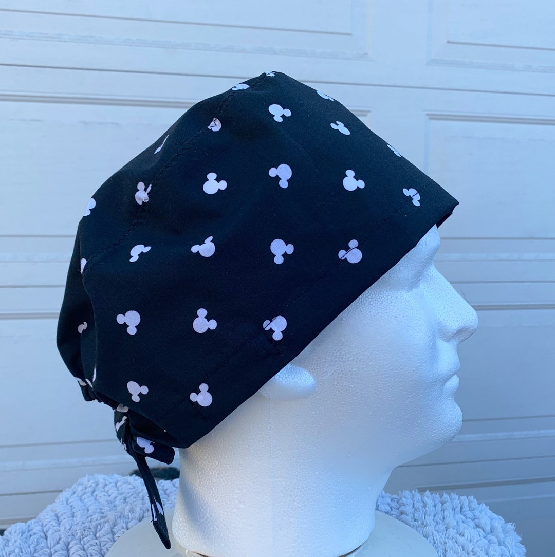 Mickey Mouse Surgical Scrub Cap Mickey Head Hat Black and White With or ...