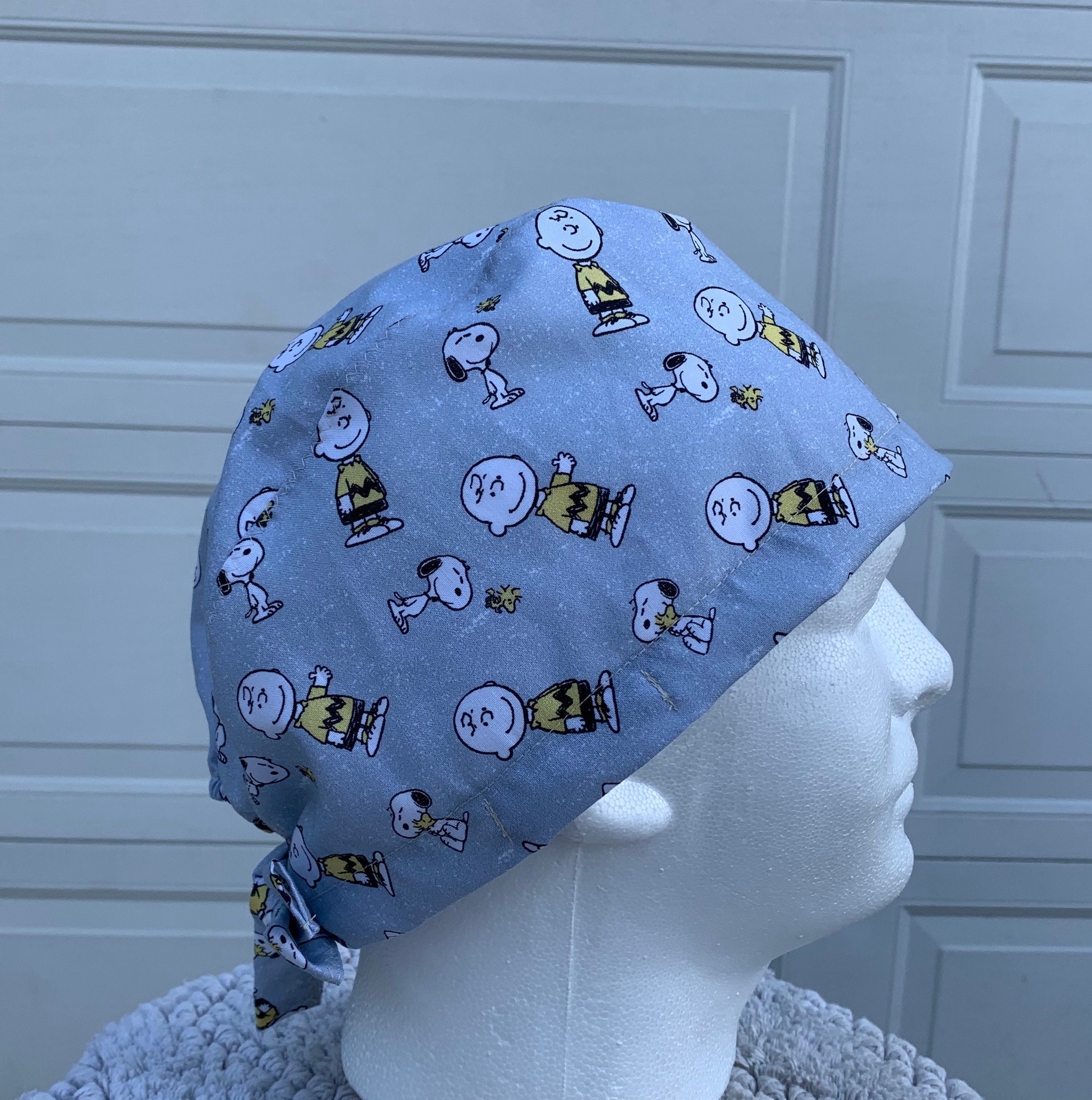 CHARLIE BROWN and SNOOPY Surgical Scrub Cap Gray 100% Cotton One Size ...
