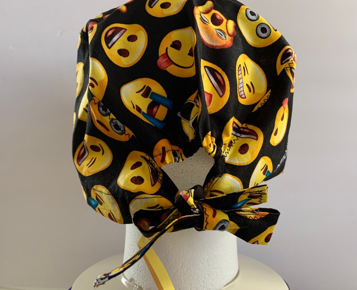 Emoji Surgical Scrub Cap, Smiley Scrub Caps. Nurse Caps Tie Back With ...