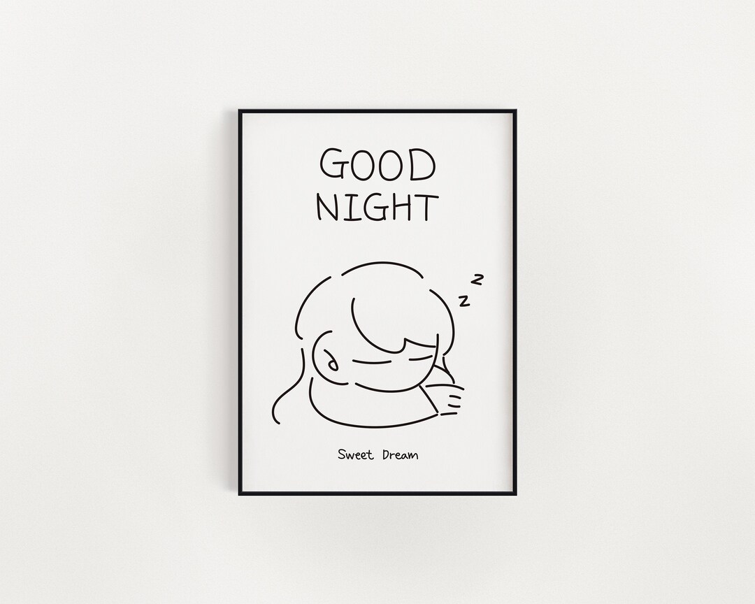 Good Night Wall Art, Line Wall Art, Printable Wall Art, Bedroom Wall ...