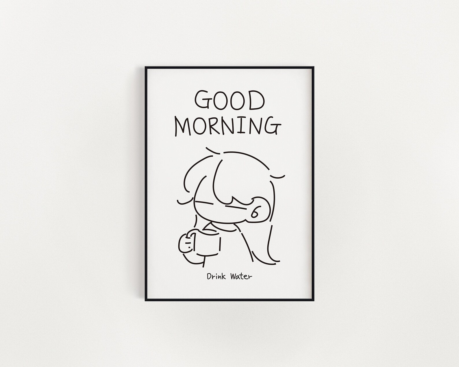 Good Morning Wall Art, Line Wall Art, Printable Wall Art, Simple Line ...