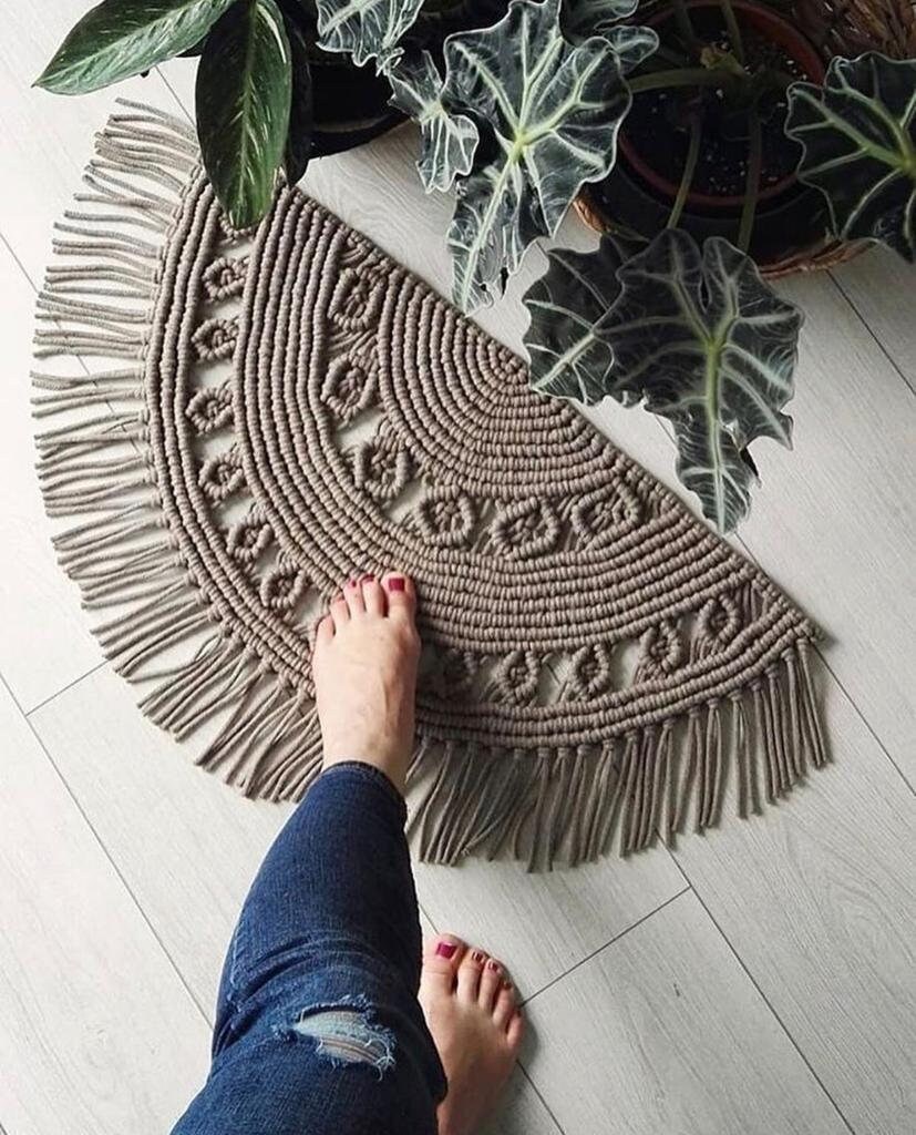 Macrame Rug Mandala Milk-white Round Rug Mandala Macrame - Etsy