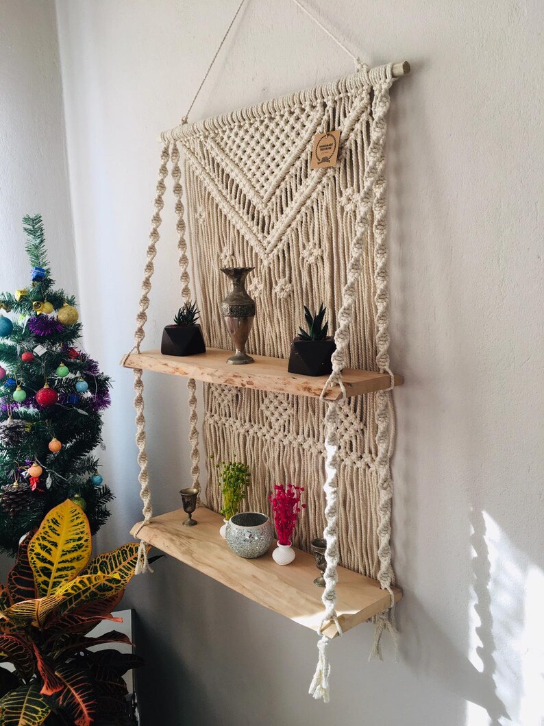 X Large Macrame Shelf Macrame Hanging Shelf Macrame Wall | Etsy