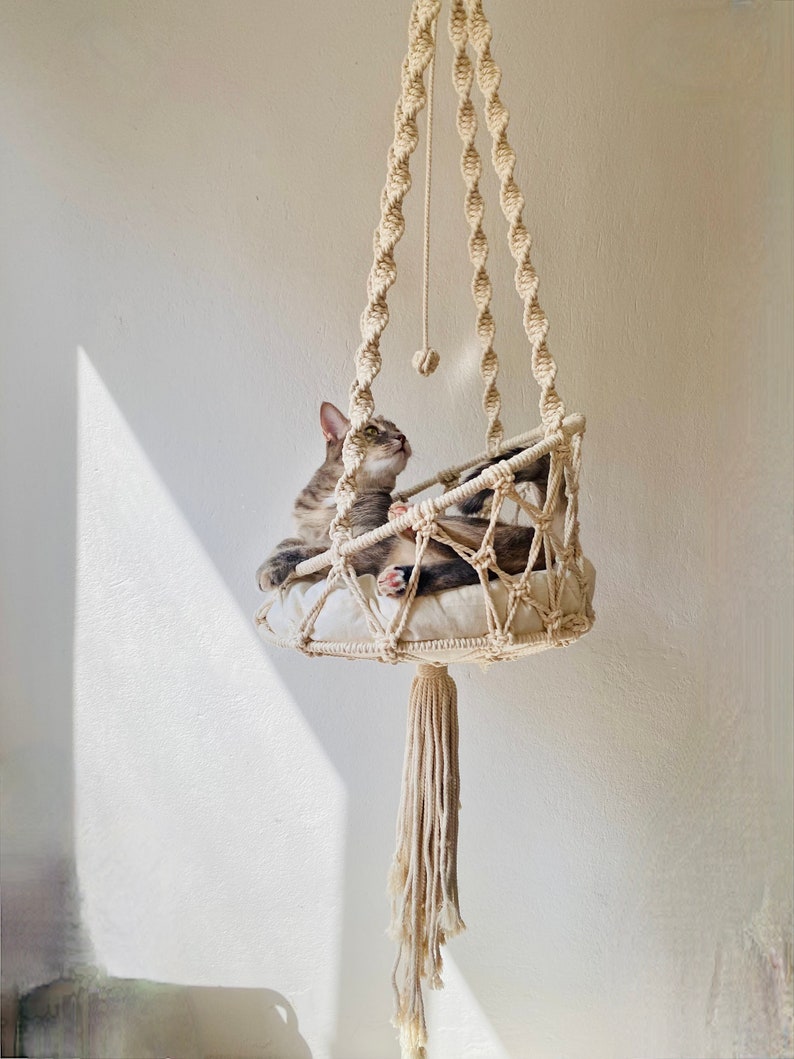Macrame Cat Bed Macrame Cat Hammock Wall Hanging Pet Hammock - Etsy