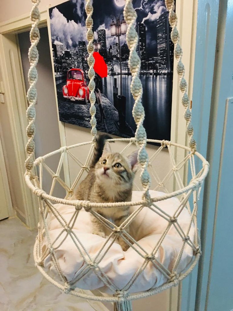 Macrame Cat Hammock Woven Hanging Dog Bed Macrame Wall Cat - Etsy
