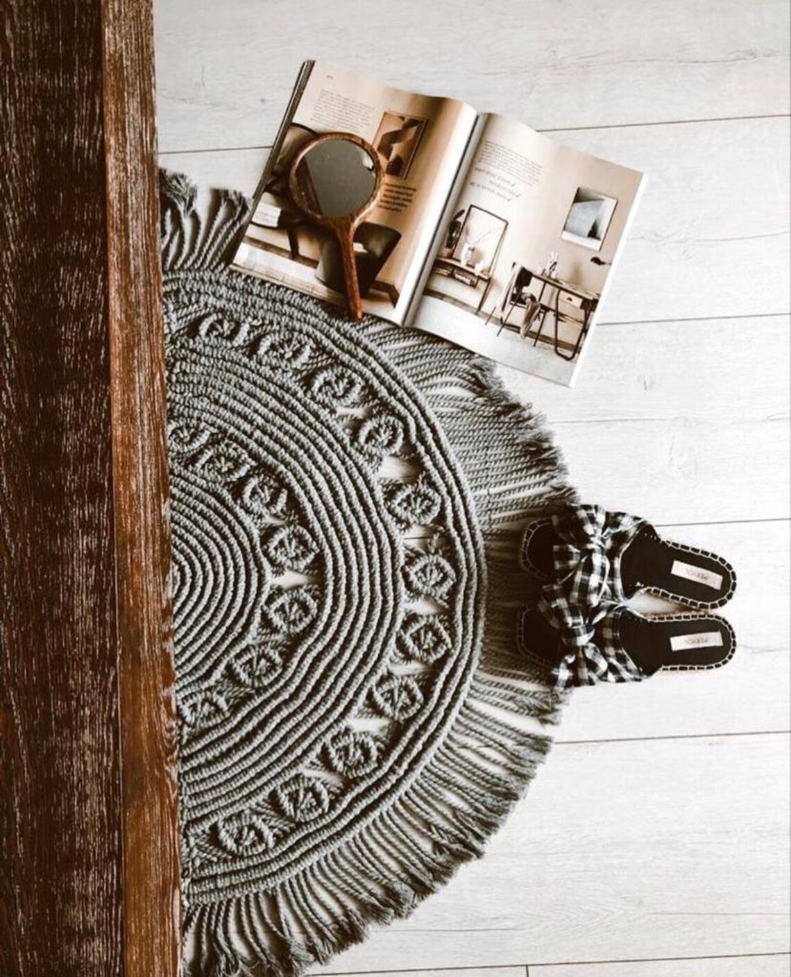 Macrame Rug Mandala Milk-white Round Rug Mandala Macrame - Etsy