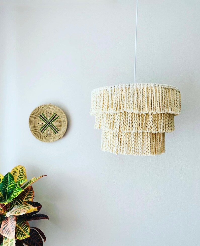 Boho Light. Fringe Chandelier, Tassel Lamp Shade 40 Cm Width Macrame ...