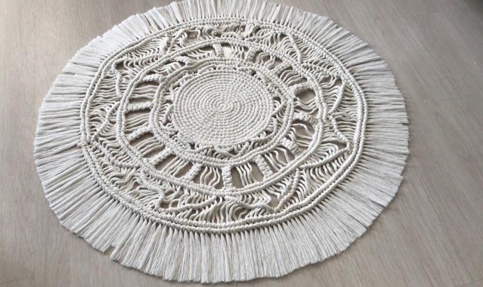 Gift Macrame Rug Mandala Milk-white Round Rug Bedside - Etsy
