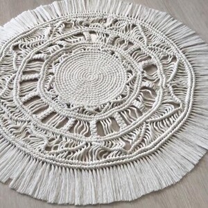 Gift, Macrame Rug Mandala Milk-white Round Rug Bedside Round Carpet ...
