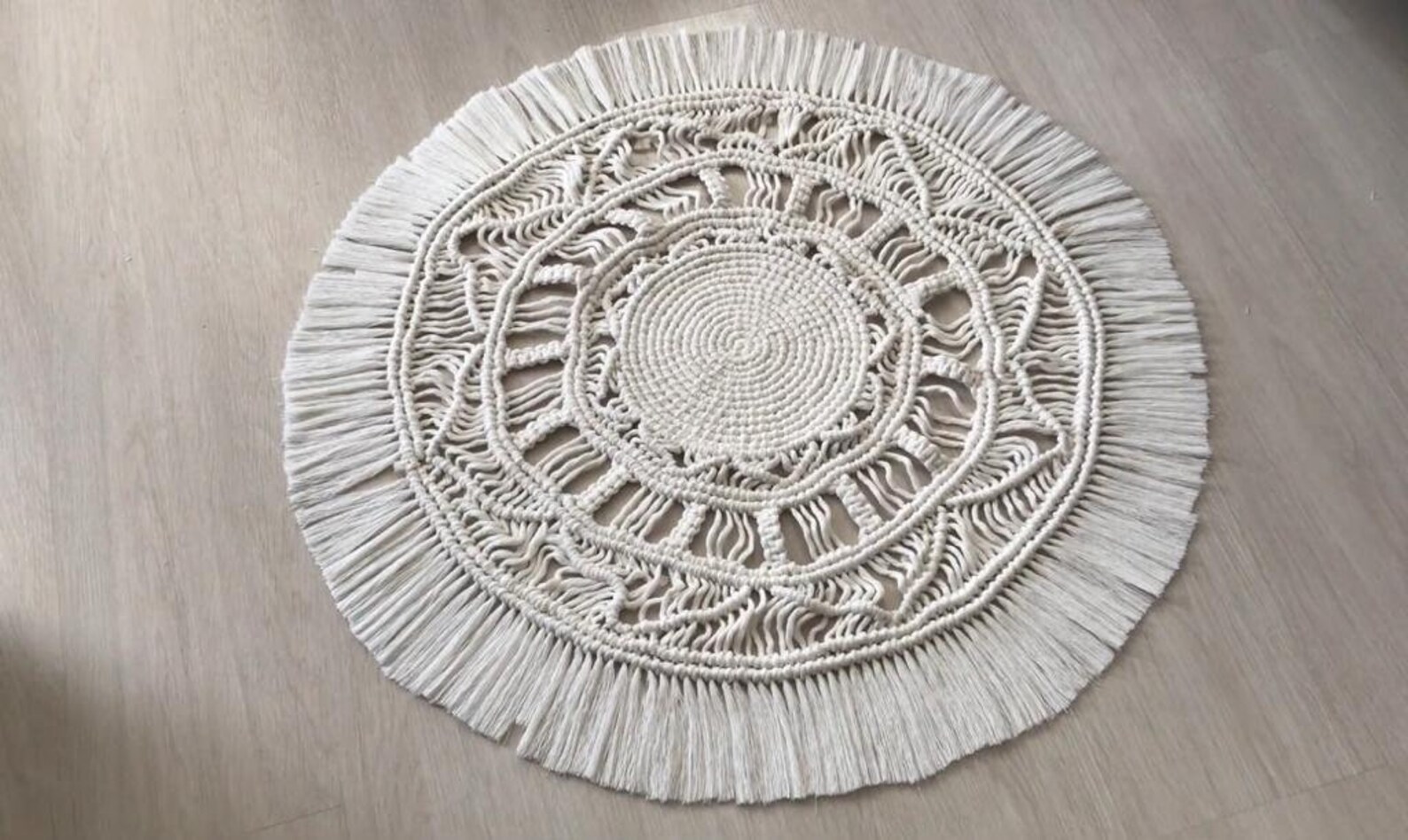 Gift Macrame Rug Mandala Milk-white Round Rug Bedside - Etsy