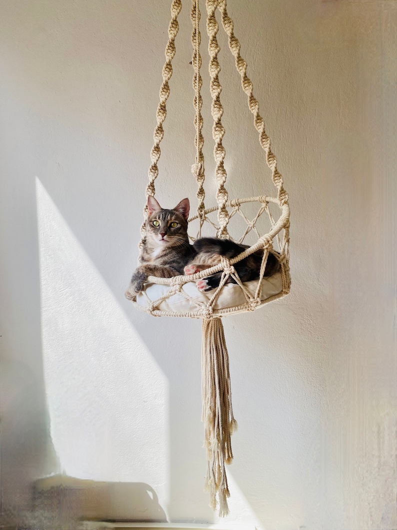 Macrame Cat Bed Macrame Cat Hammock Wall Hanging Pet Hammock - Etsy