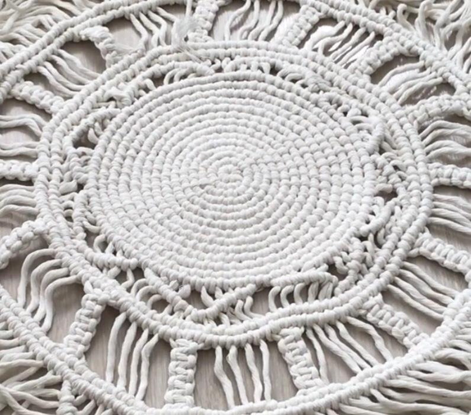 Gift Macrame Rug Mandala Milk-white Round Rug Bedside - Etsy