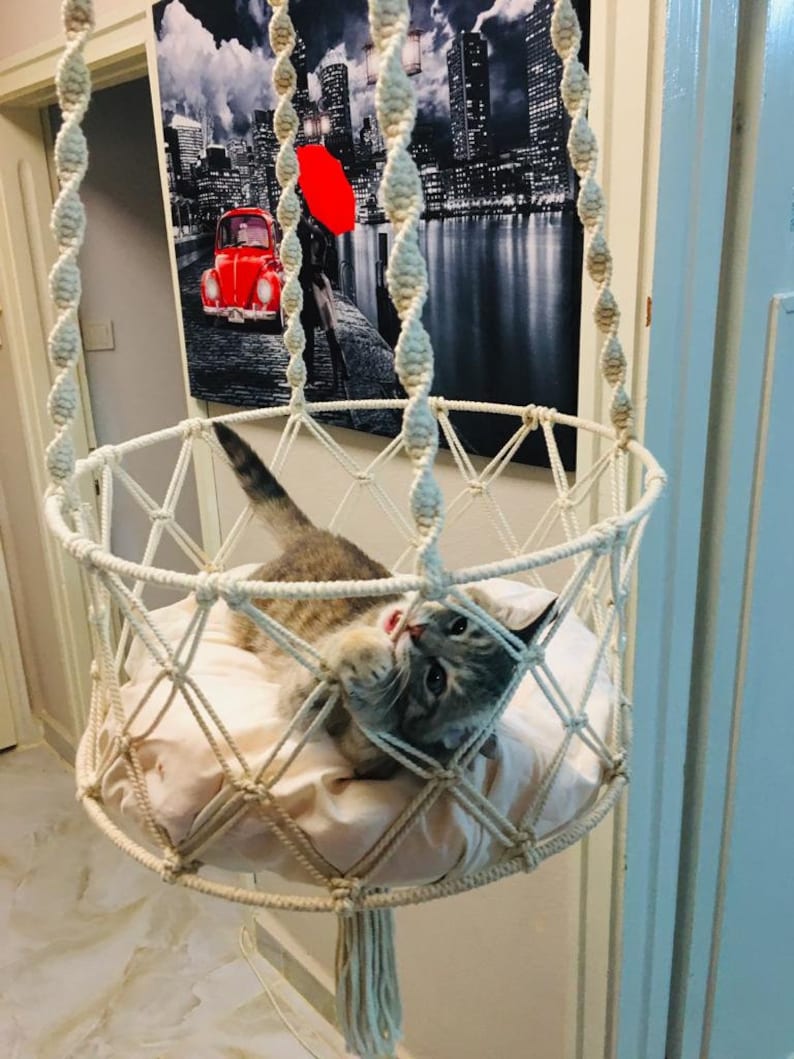 Macrame Cat Hammock Woven Hanging Dog Bed Macrame Wall Cat - Etsy
