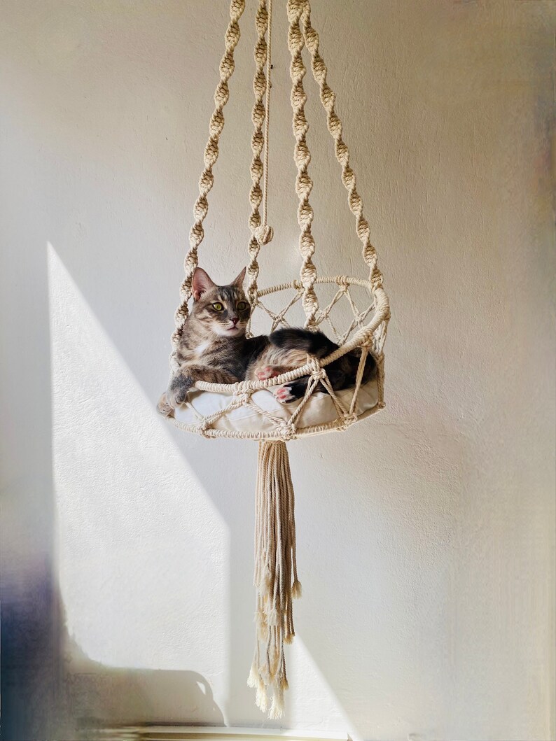 Macrame Cat Bed Macrame Cat Hammock Wall Hanging Pet Hammock - Etsy