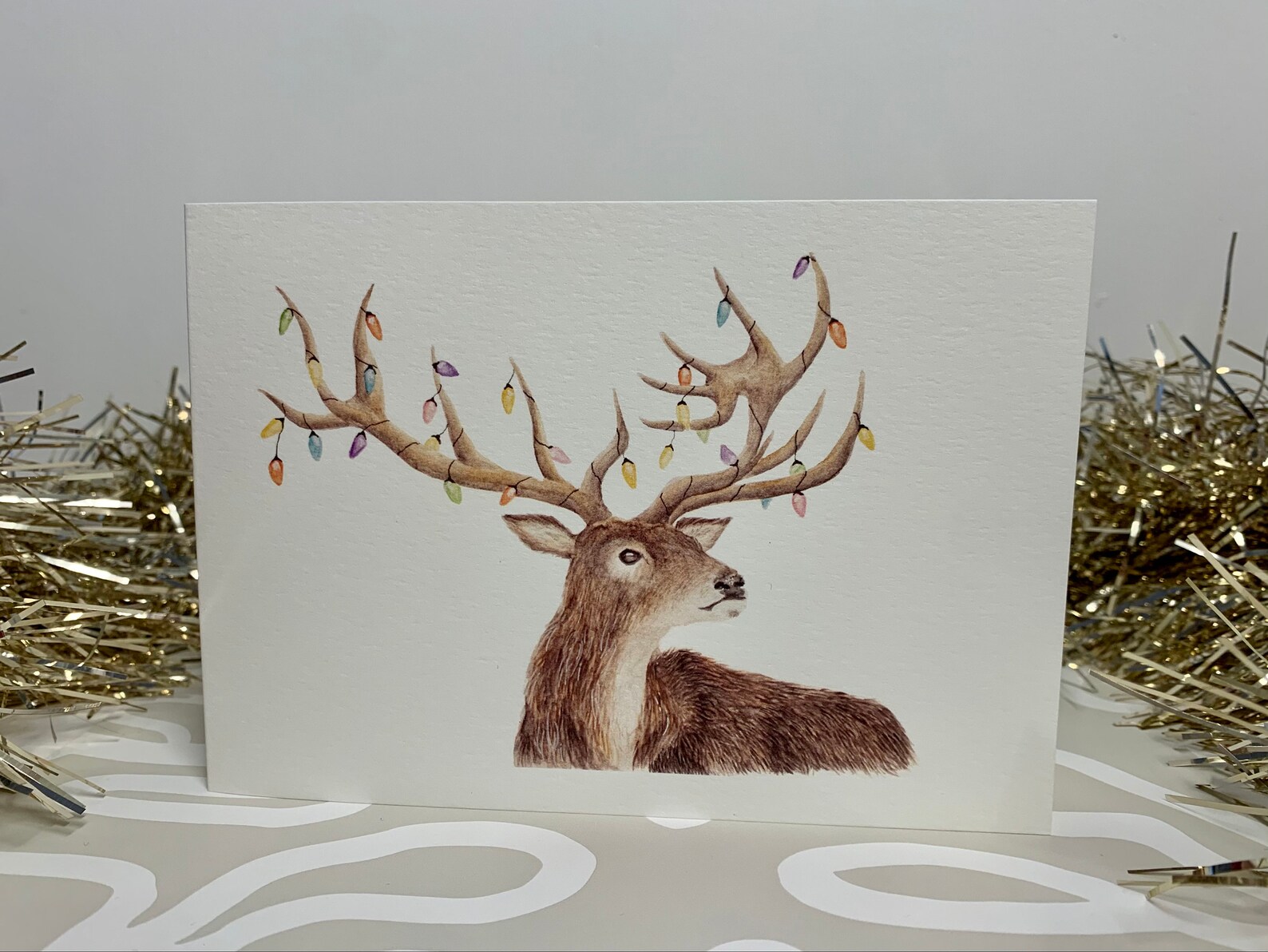 Christmas Deer Greeting Cards Handmade and Illustrated With | Etsy