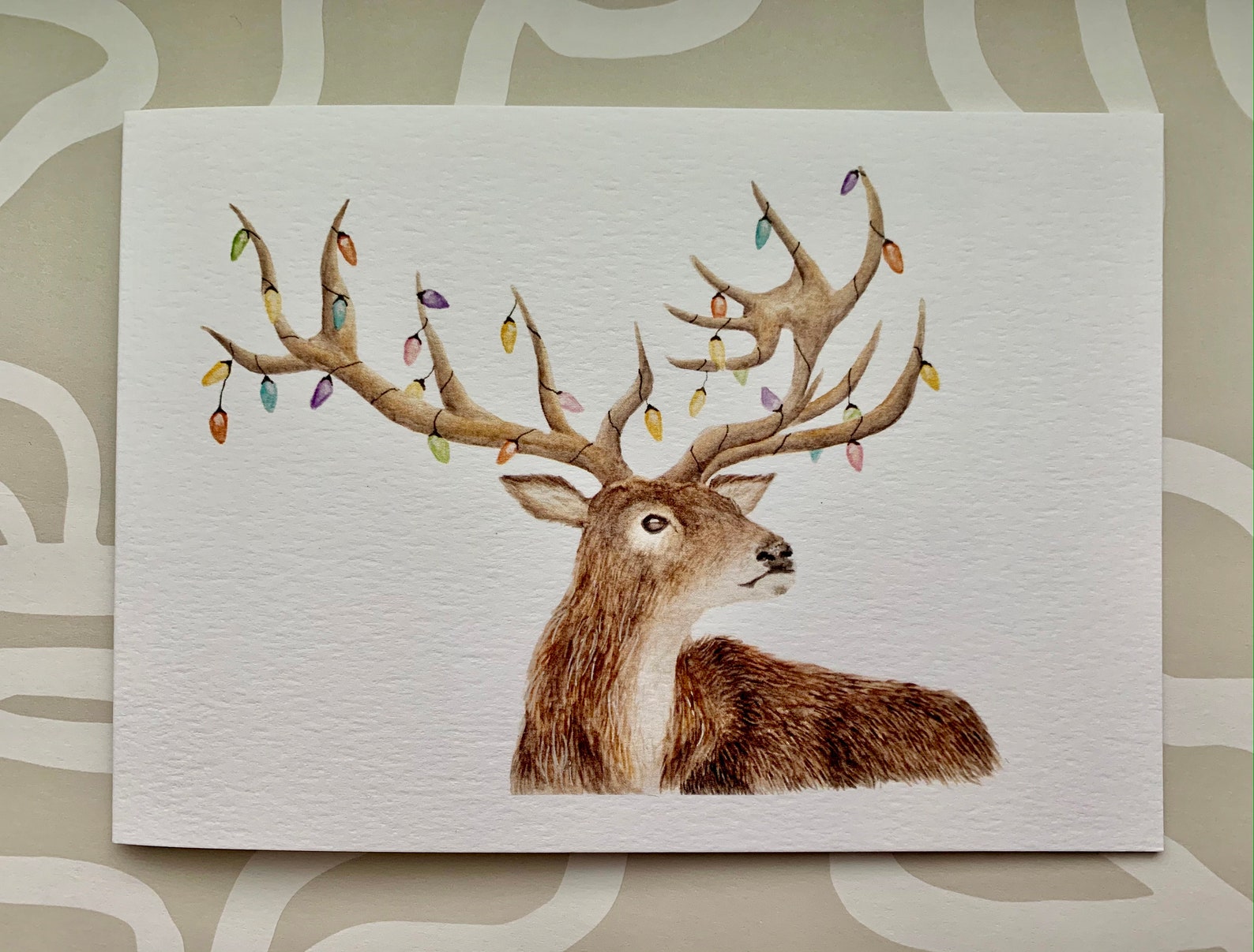 Christmas Deer Greeting Cards Handmade and Illustrated With - Etsy