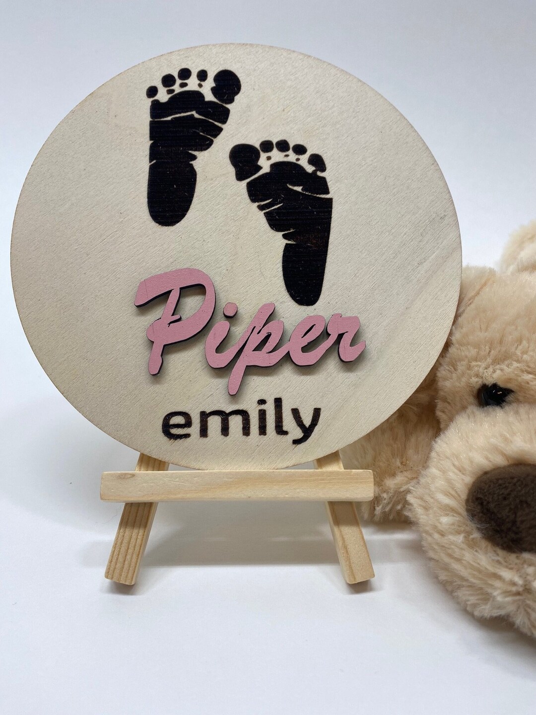 Baby Announcement Sign With Birth Stats Footprint Sign for Newborn Baby ...