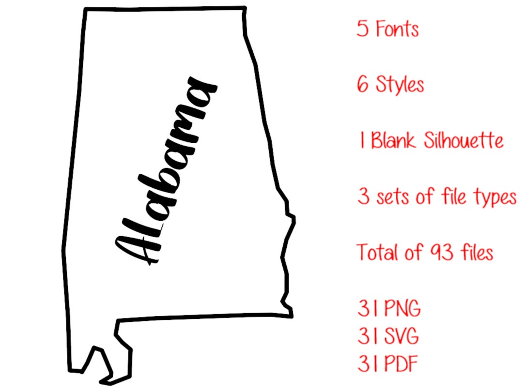 Alabama Outline SVG File, Alabama PNG, Alabama Cursive Vector File ...