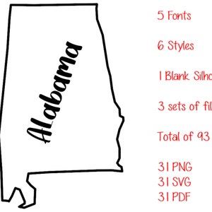 Alabama Outline SVG File, Alabama PNG, Alabama Cursive Vector File ...